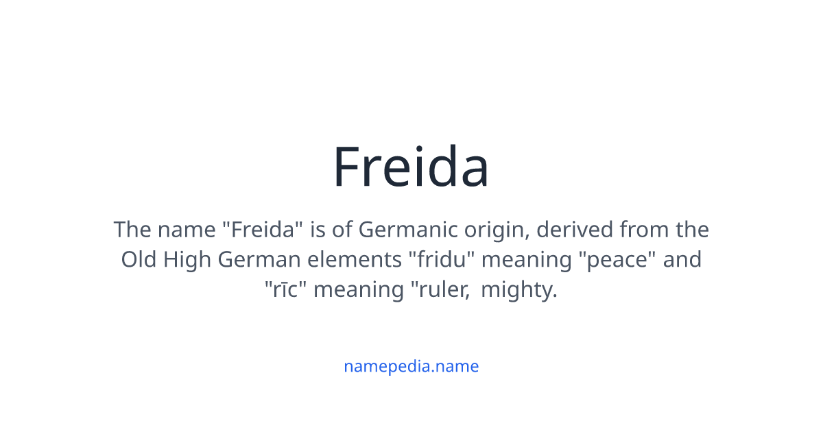 Freida - Meaning, Nicknames, Origins and More | Namepedia