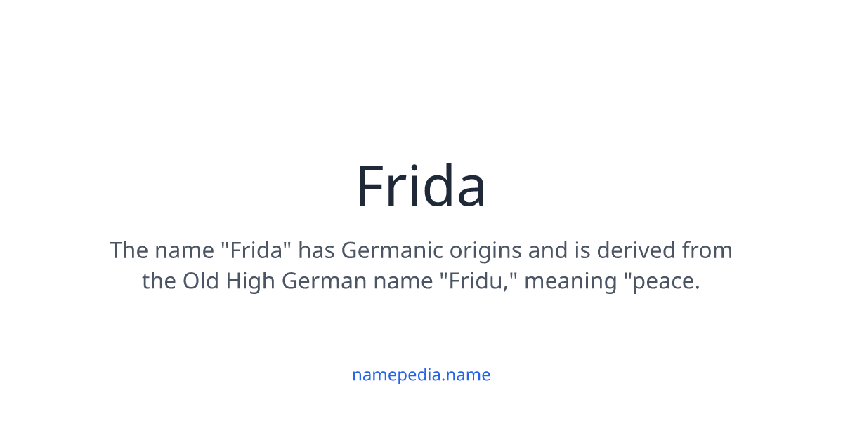 Frida - Meaning, Nicknames, Origins and More | Namepedia