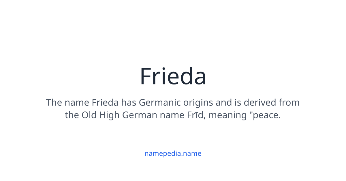 Frieda - Meaning, Nicknames, Origins and More | Namepedia