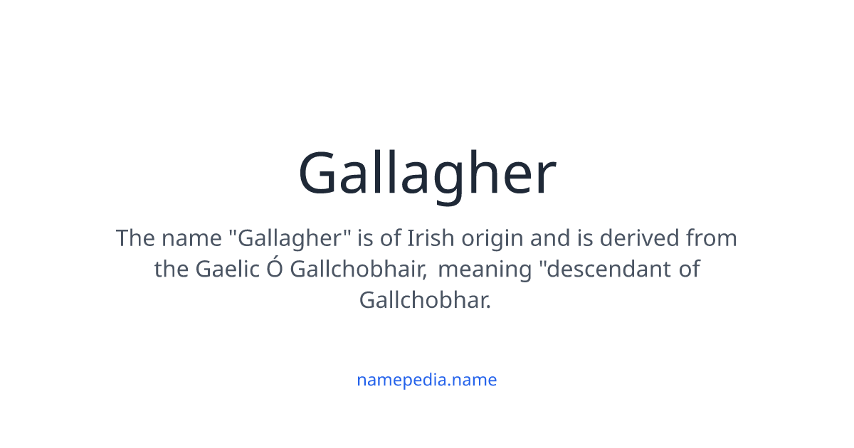 Gallagher Meaning, Origin, Nicknames & Popularity | Namepedia