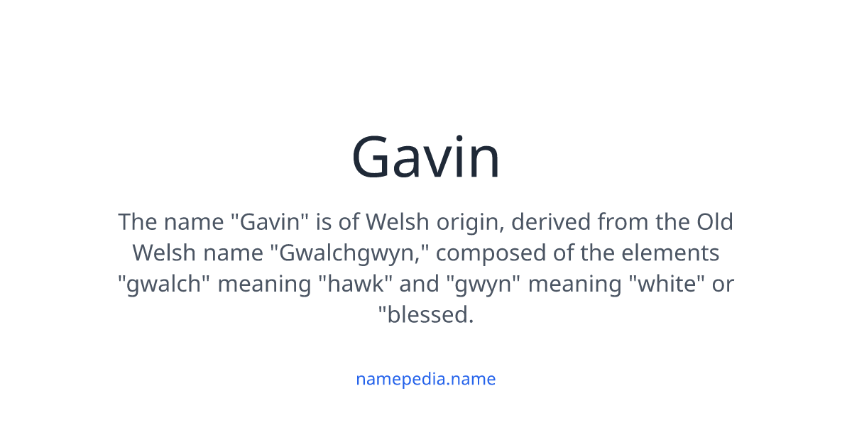 Gavin - Meaning, Nicknames, Origins and More | Namepedia