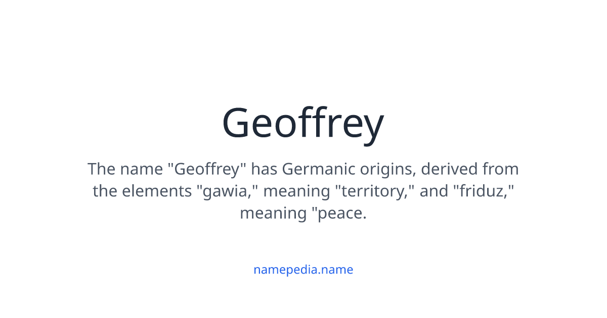 Geoffrey - Meaning, Nicknames, Origins and More | Namepedia