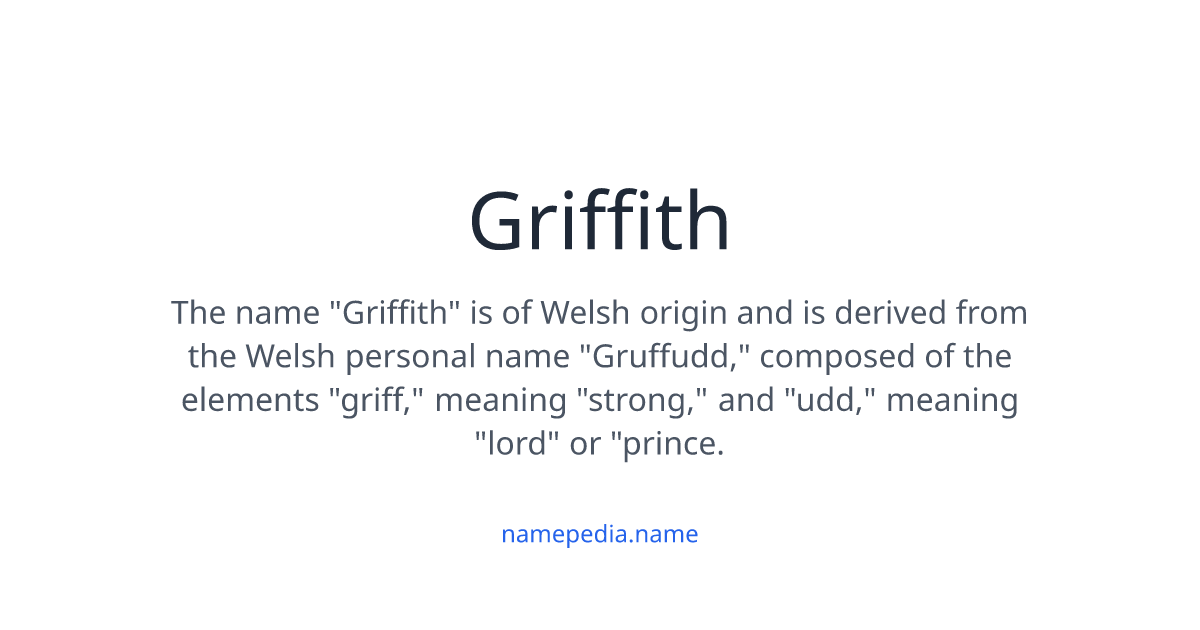 Griffith - Meaning, Nicknames, Origins and More | Namepedia