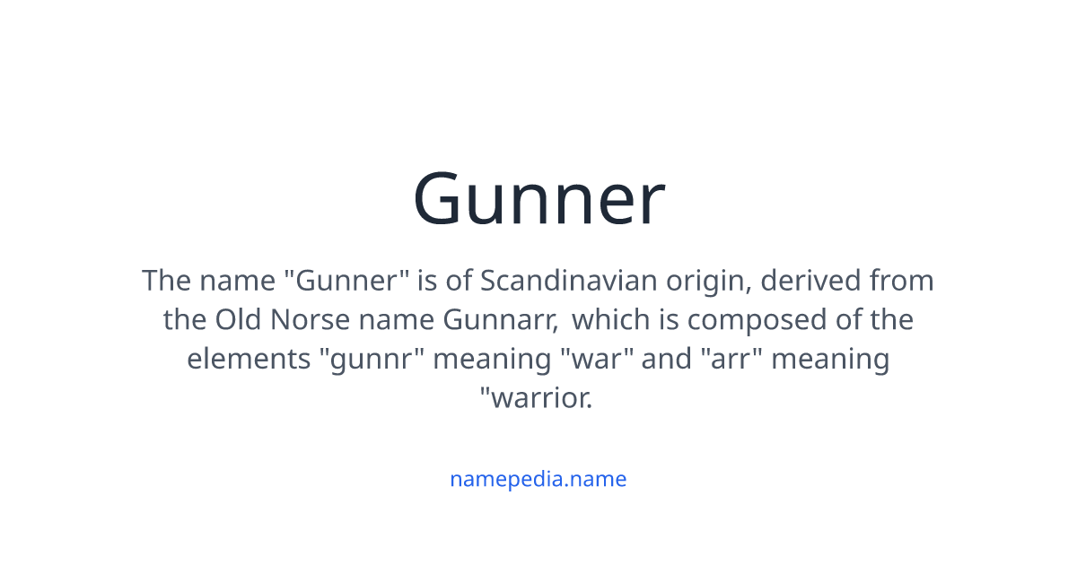 Gunner - Meaning, Nicknames, Origins and More | Namepedia