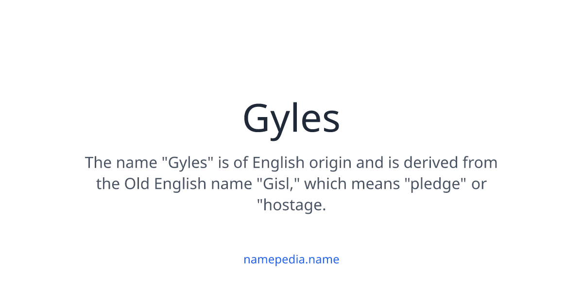 Gyles - Meaning, Nicknames, Origins and More | Namepedia
