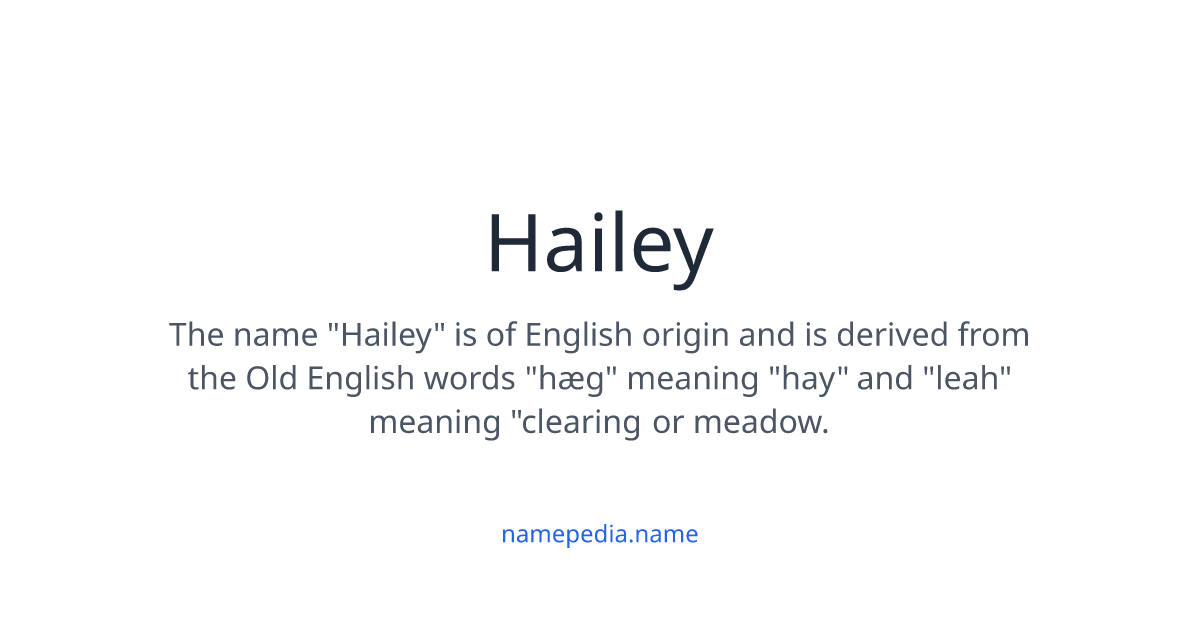 Hailey - Meaning, Nicknames, Origins and More | Namepedia