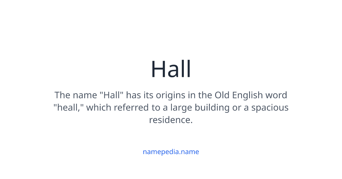 Hall - Meaning, Nicknames, Origins and More | Namepedia