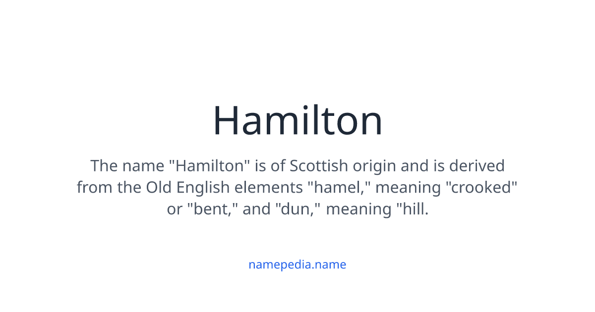 Hamilton - Meaning, Nicknames, Origins and More | Namepedia