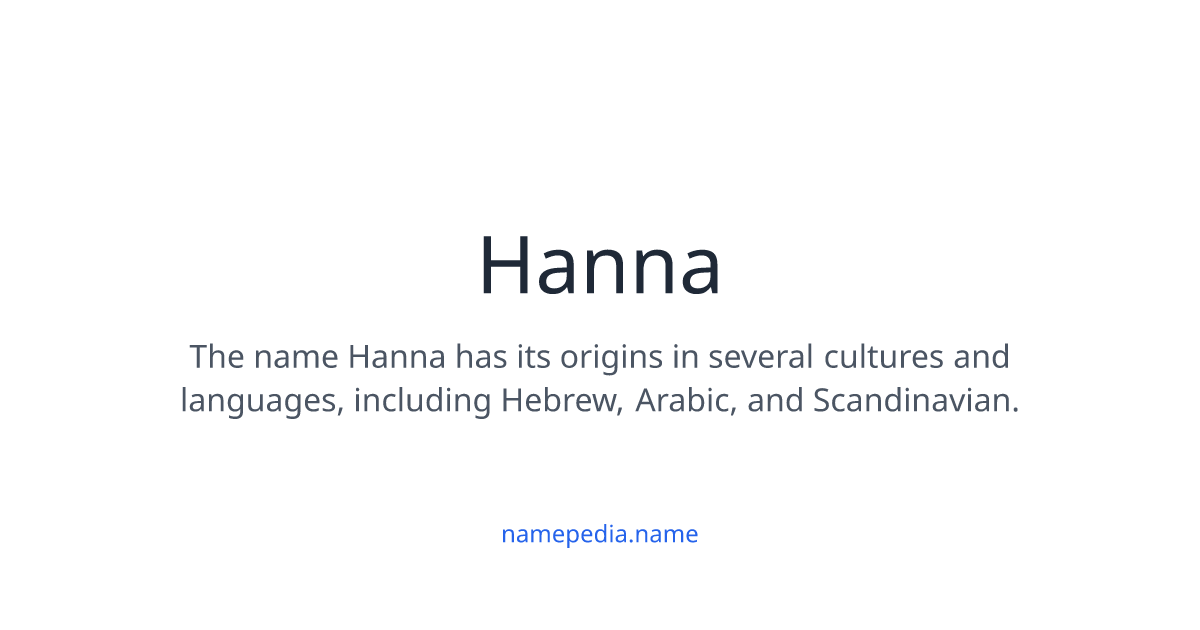 Hanna - Meaning, Nicknames, Origins and More | Namepedia