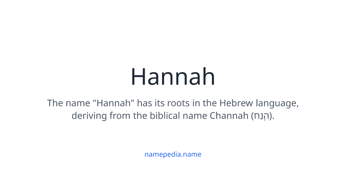 Hannah - Meaning, Nicknames, Origins and More | Namepedia