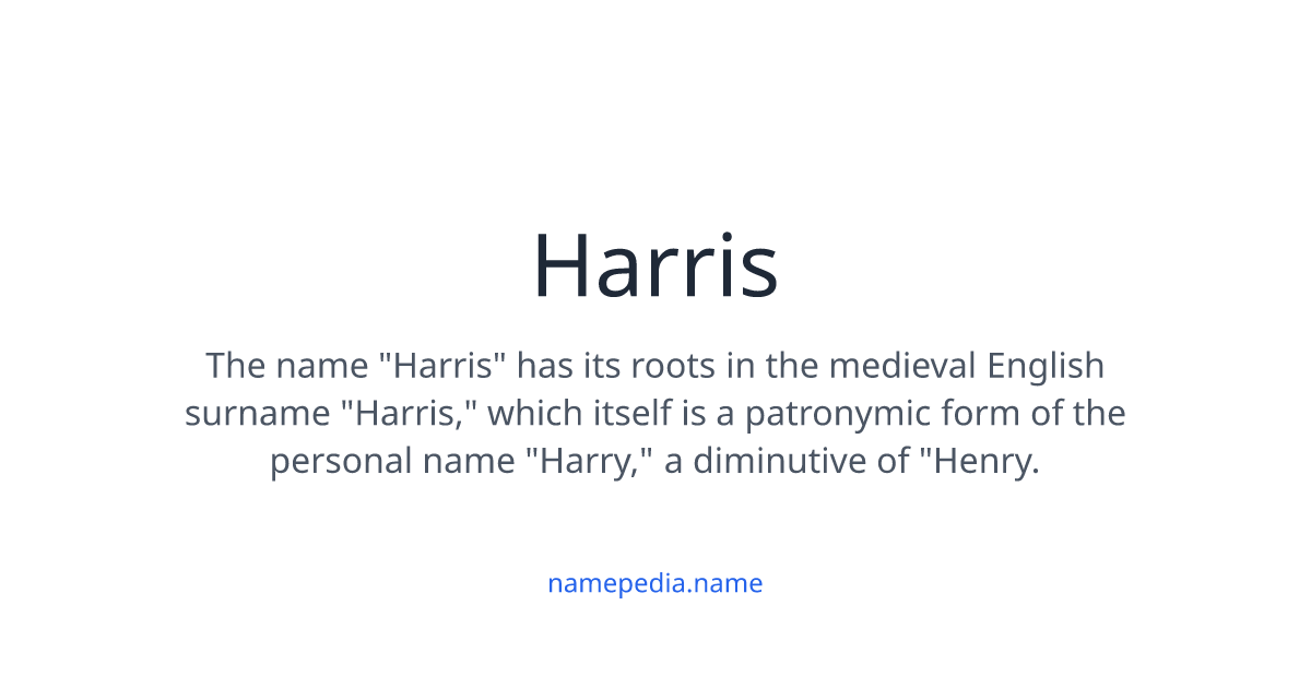Harris - Meaning, Nicknames, Origins and More | Namepedia