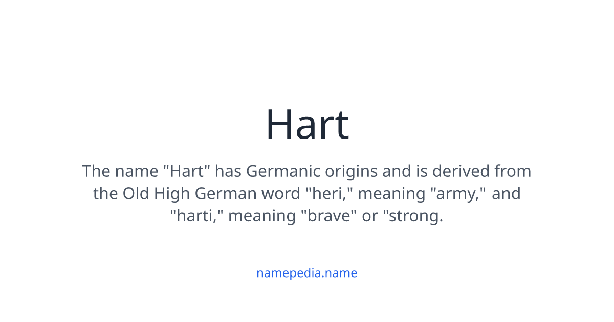 Hart - Meaning, Nicknames, Origins and More | Namepedia