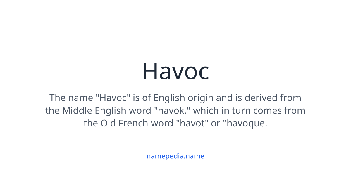 Havoc - Meaning, Nicknames, Origins and More | Namepedia