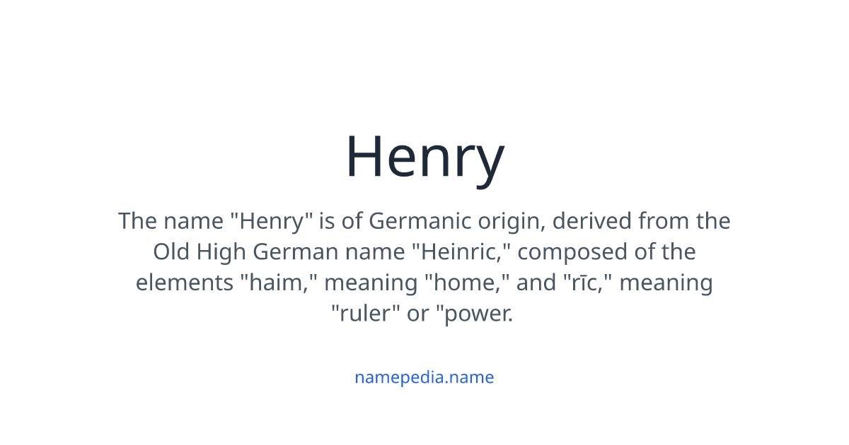 Henry - Meaning, Nicknames, Origins and More | Namepedia