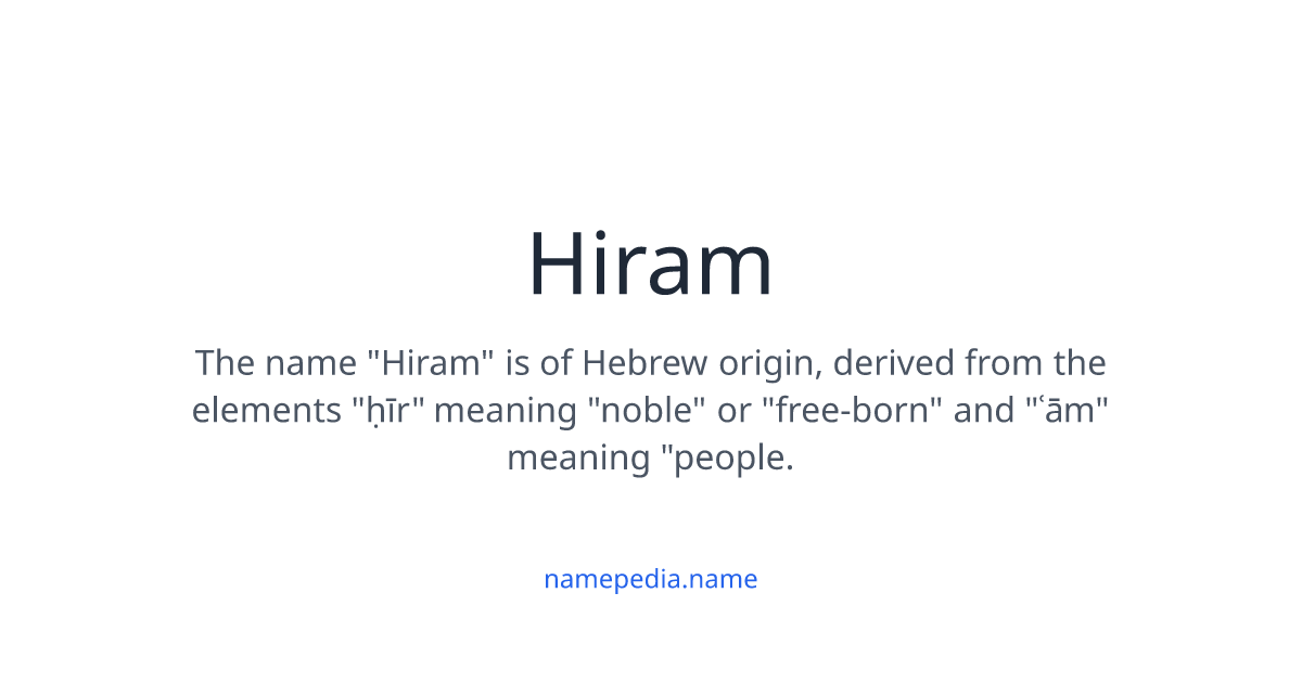 Hiram - Meaning, Nicknames, Origins and More | Namepedia