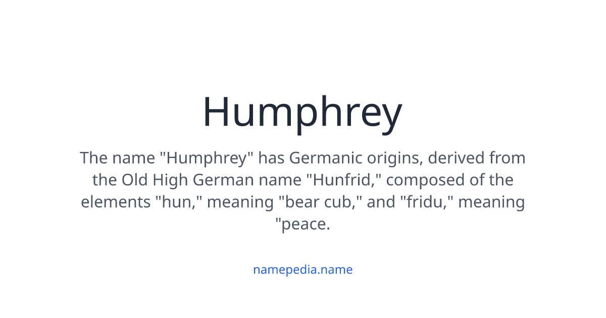 Humphrey - Meaning, Nicknames, Origins and More | Namepedia