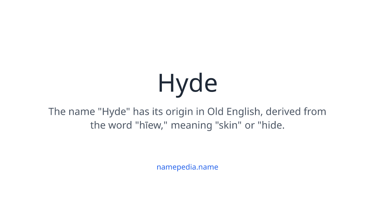 Hyde - Meaning, Nicknames, Origins and More | Namepedia