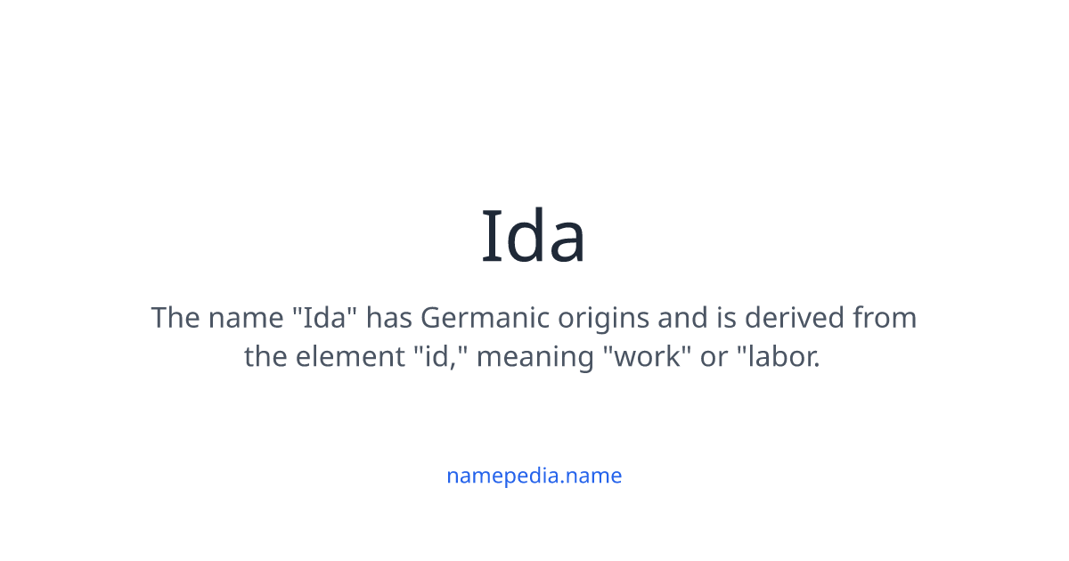 Ida - Meaning, Nicknames, Origins and More | Namepedia