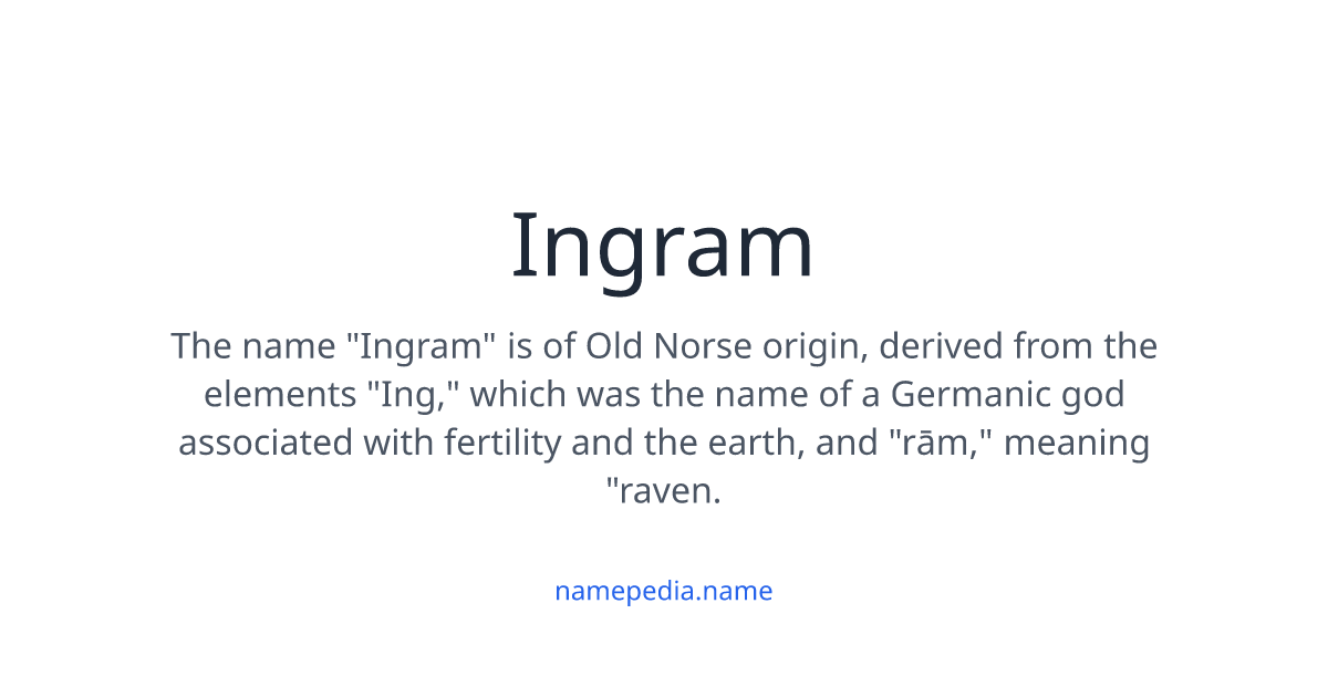 Ingram - Meaning, Nicknames, Origins and More | Namepedia