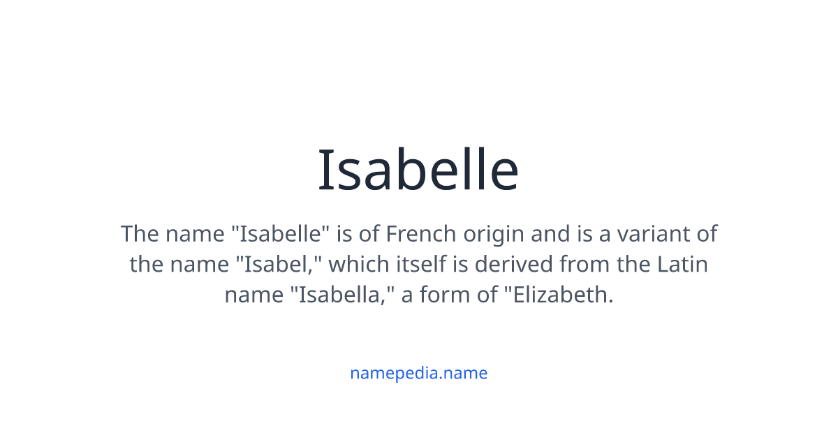 Isabelle - Meaning, Nicknames, Origins and More | Namepedia
