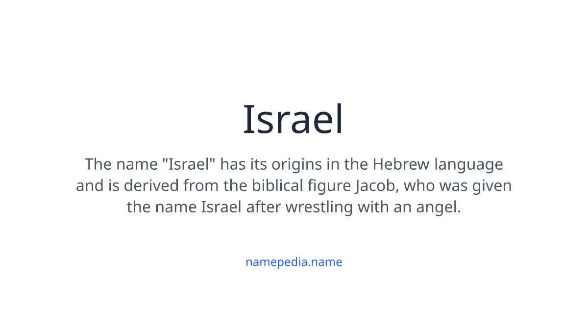 Israel Meaning, Origin, Nicknames & Popularity | Namepedia