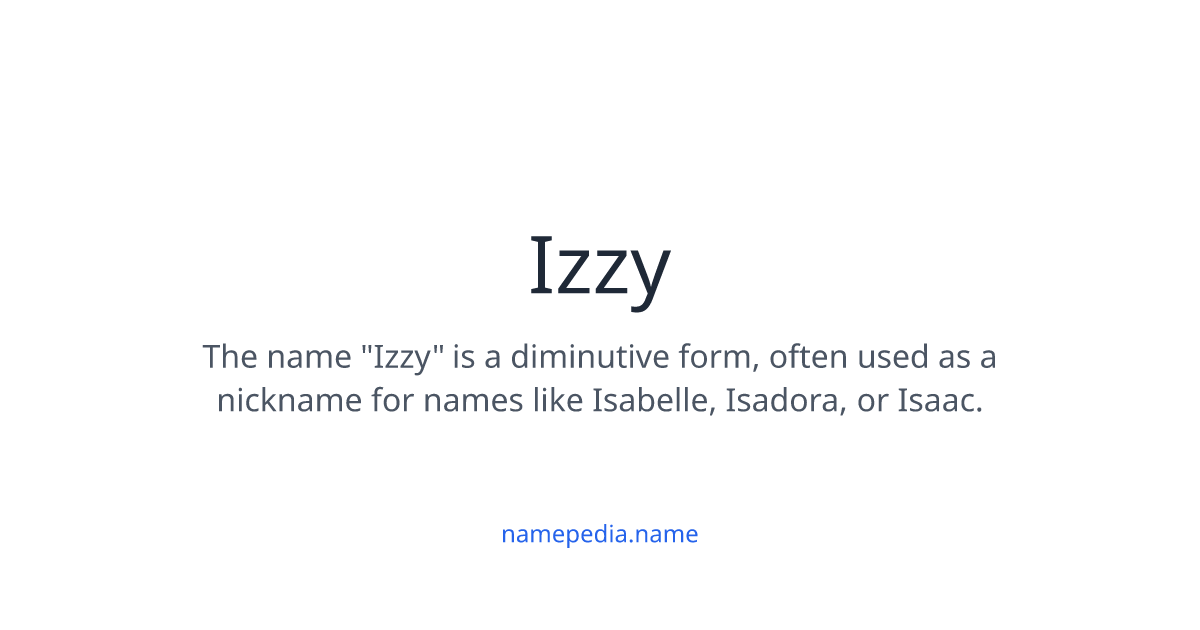 Izzy - Meaning, Nicknames, Origins and More | Namepedia