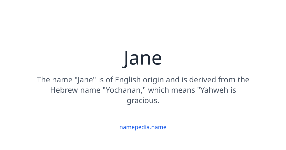 Jane - Meaning, Nicknames, Origins and More | Namepedia