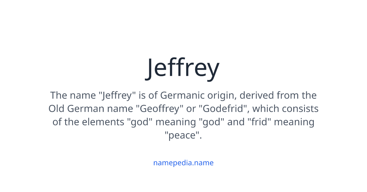 Jeffrey - Meaning, Nicknames, Origins and More | Namepedia
