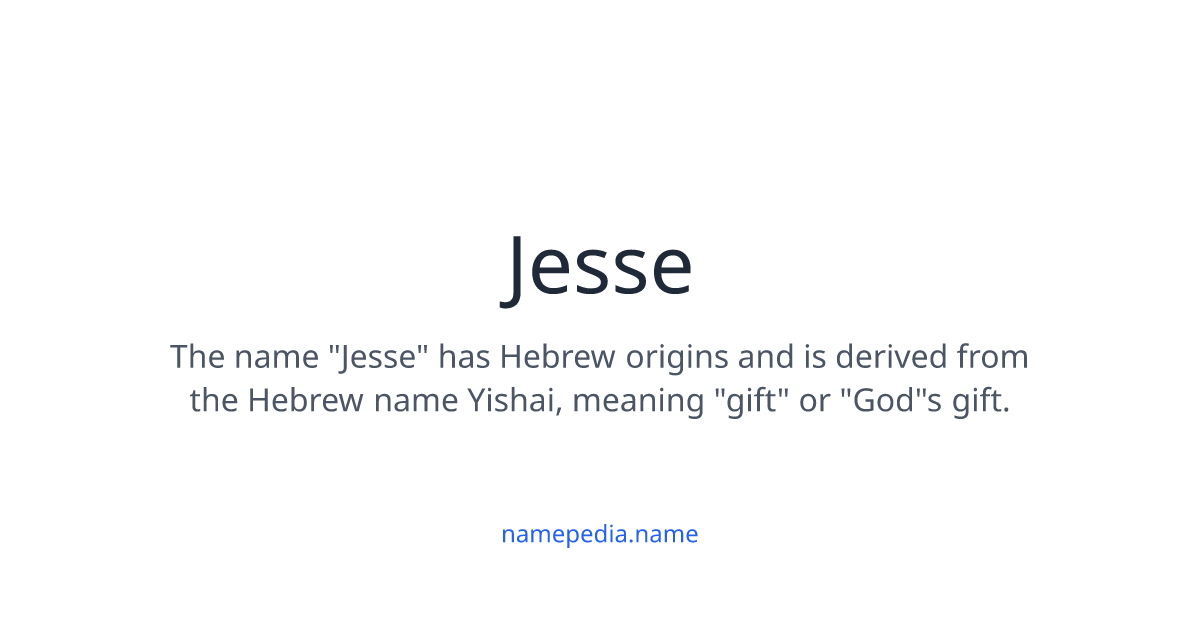 Jesse - Meaning, Nicknames, Origins and More | Namepedia