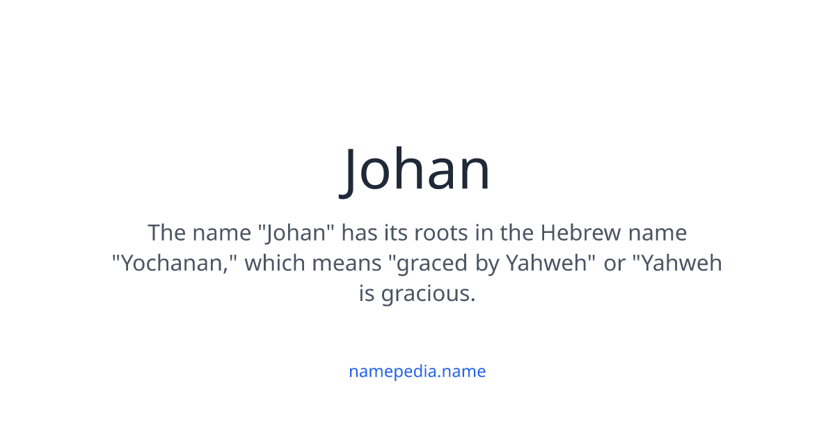 Johan - Meaning, Nicknames, Origins and More | Namepedia