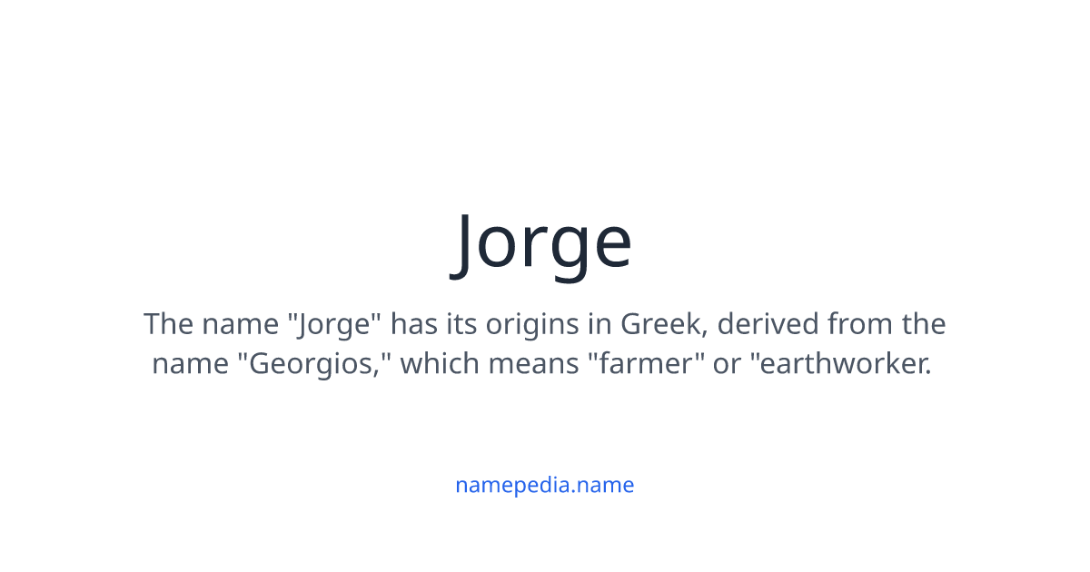 Jorge - Meaning, Nicknames, Origins and More | Namepedia