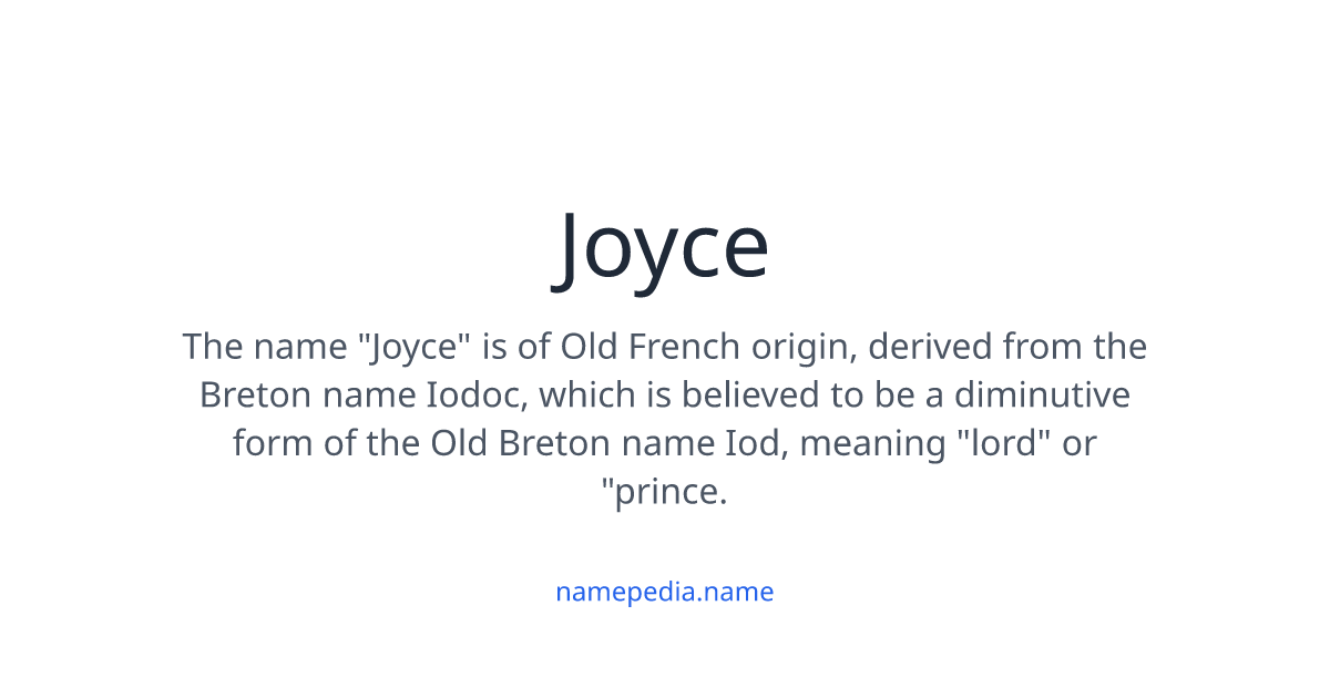 Joyce - Meaning, Nicknames, Origins and More | Namepedia