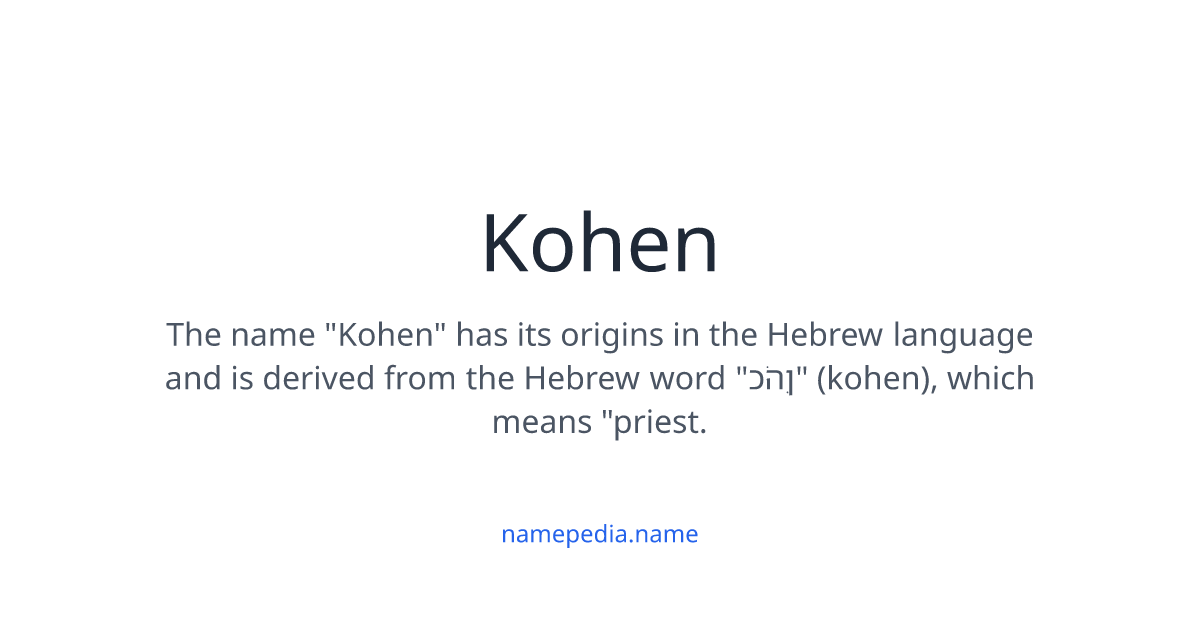 Kohen - Meaning, Nicknames, Origins and More | Namepedia