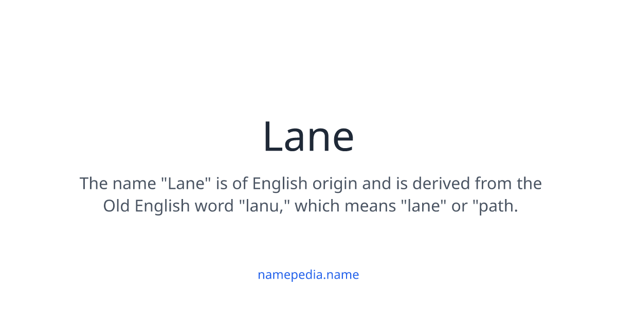 Lane - Meaning, Nicknames, Origins and More | Namepedia