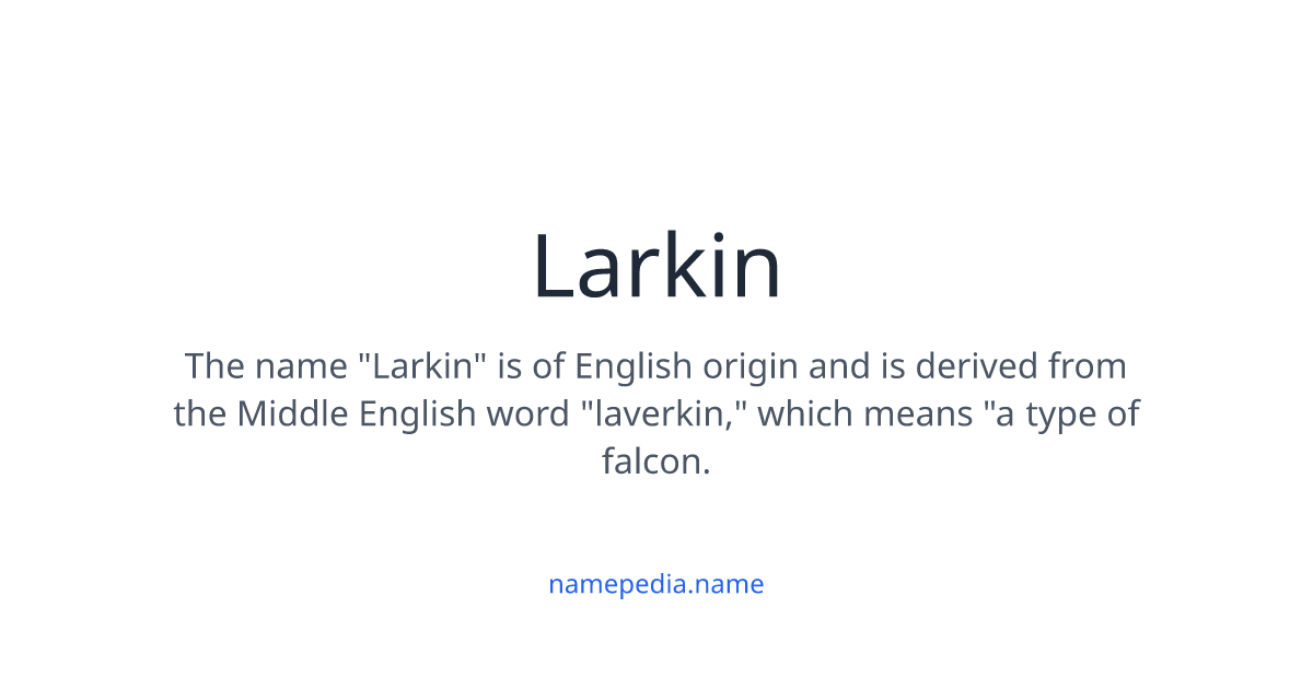 Larkin - Meaning, Nicknames, Origins and More | Namepedia