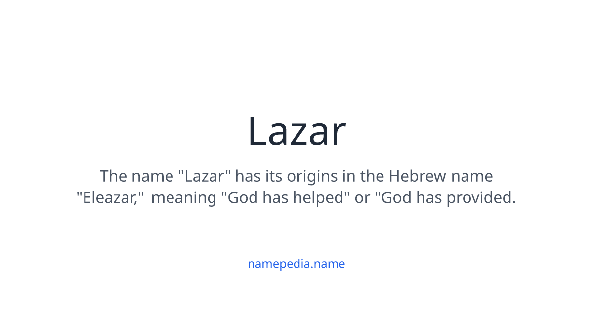 Lazar - Meaning, Nicknames, Origins and More | Namepedia