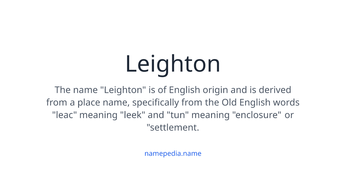 Leighton Meaning, Origin, Nicknames & Popularity | Namepedia