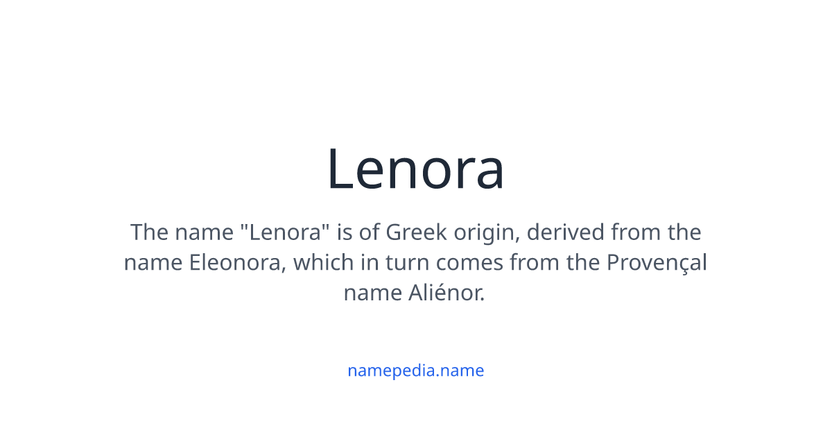 Lenora - Meaning, Nicknames, Origins and More | Namepedia