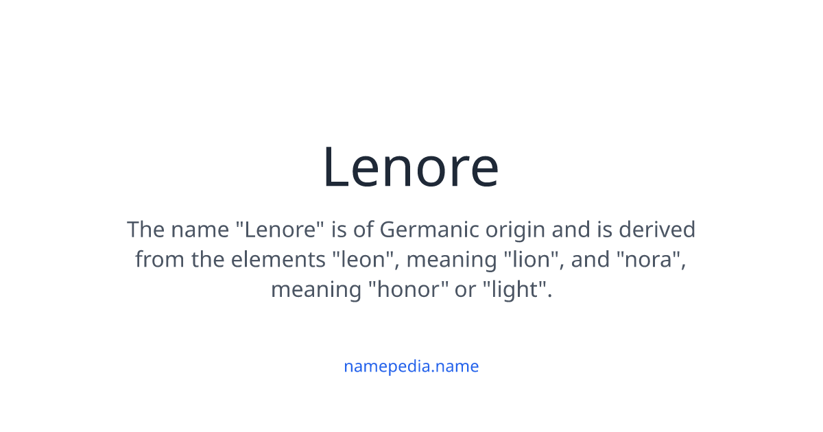 Lenore - Meaning, Nicknames, Origins and More | Namepedia