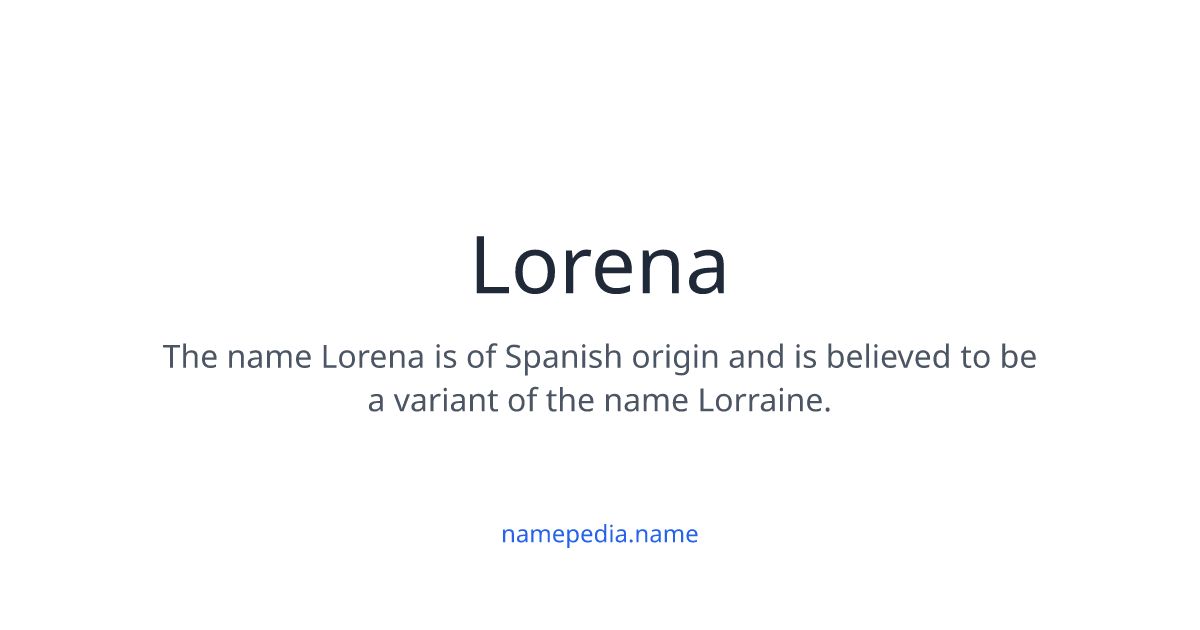 Lorena - Meaning, Nicknames, Origins and More | Namepedia