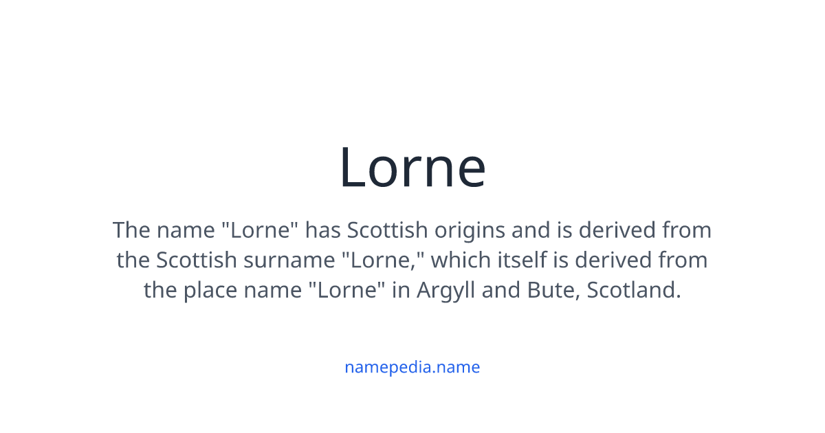 Lorne - Meaning, Nicknames, Origins and More | Namepedia