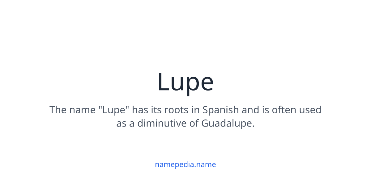 Lupe - Meaning, Nicknames, Origins and More | Namepedia