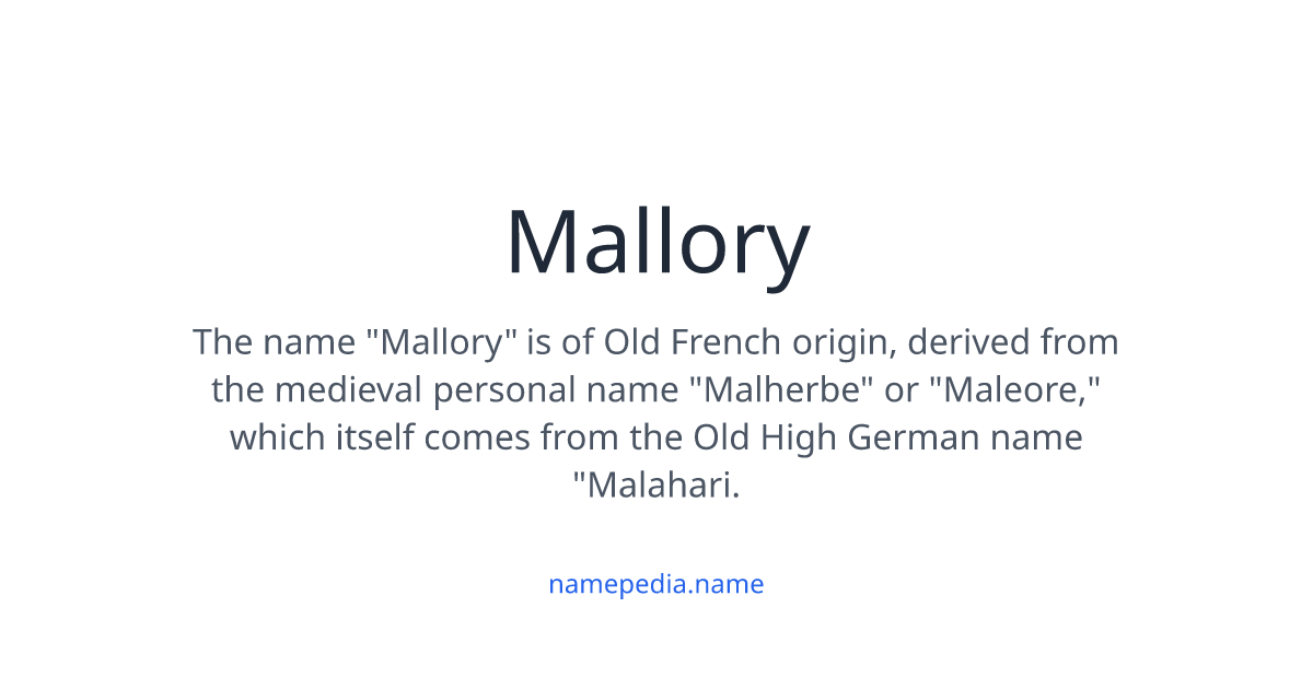 Mallory - Meaning, Nicknames, Origins and More | Namepedia
