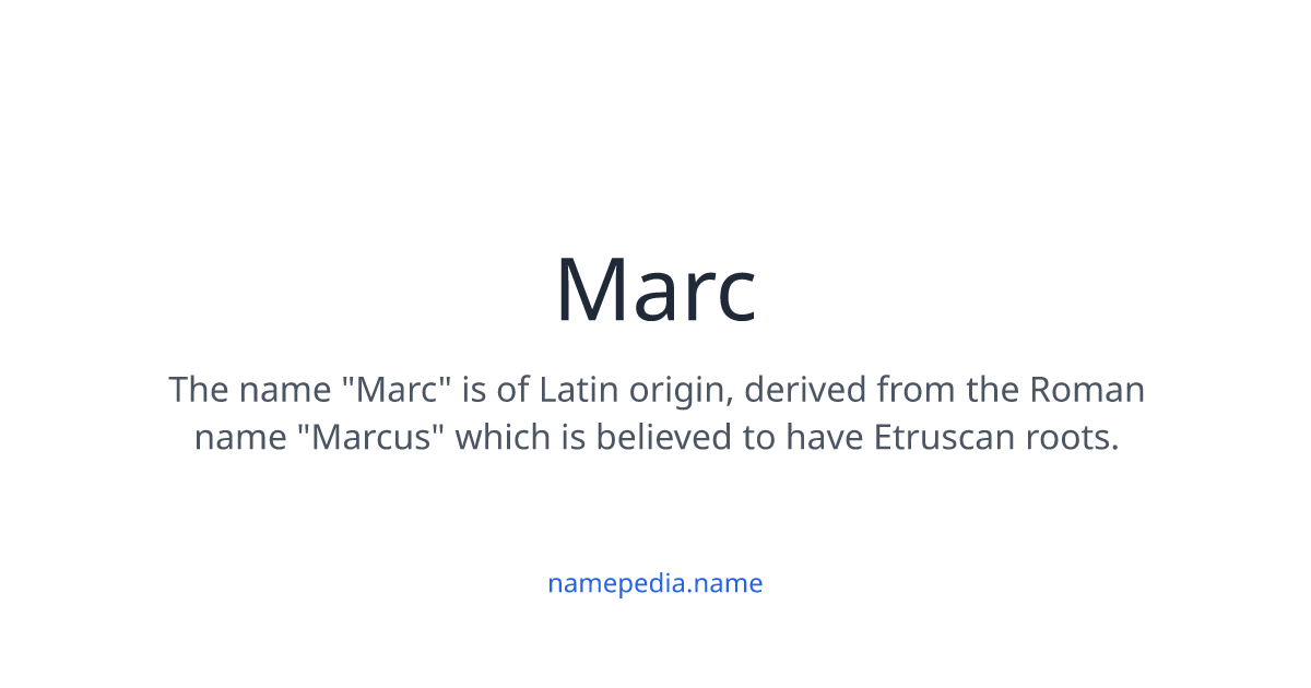 Marc - Meaning, Nicknames, Origins and More | Namepedia