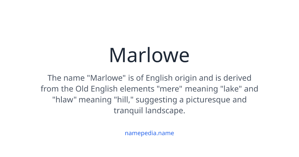 Marlowe - Meaning, Nicknames, Origins and More | Namepedia