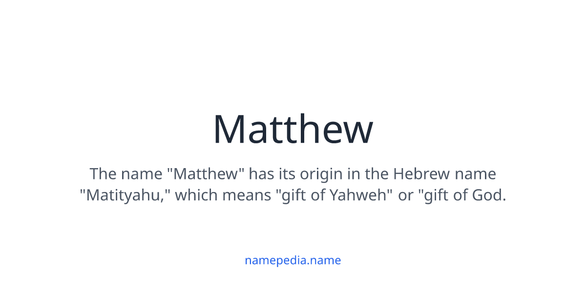 Matthew - Meaning, Nicknames, Origins and More | Namepedia