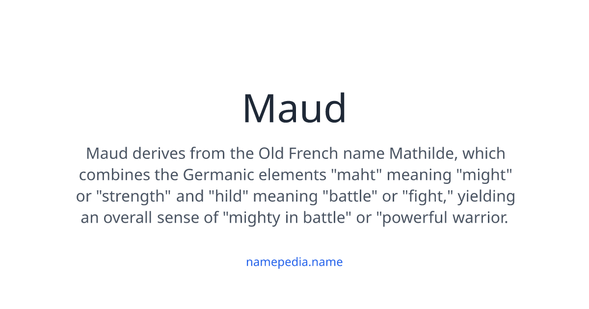 Maud Meaning, Origin, Nicknames & Popularity | Namepedia