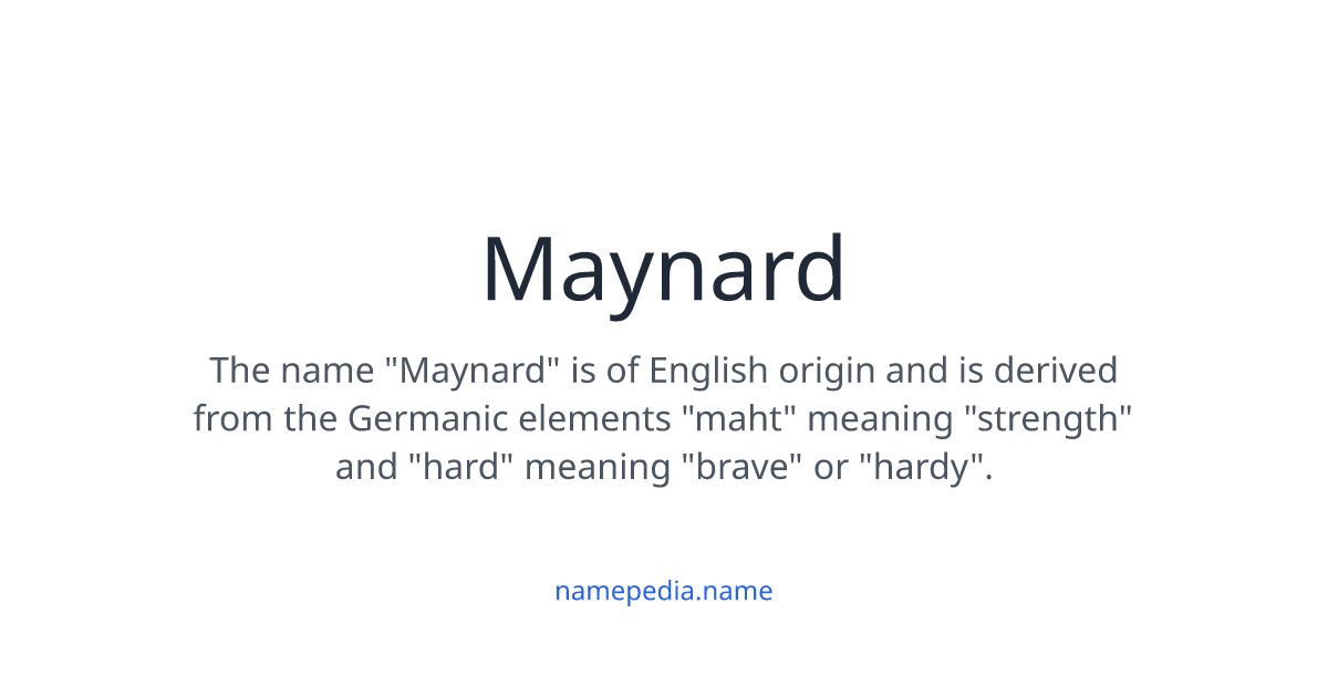 Maynard - Meaning, Nicknames, Origins and More | Namepedia