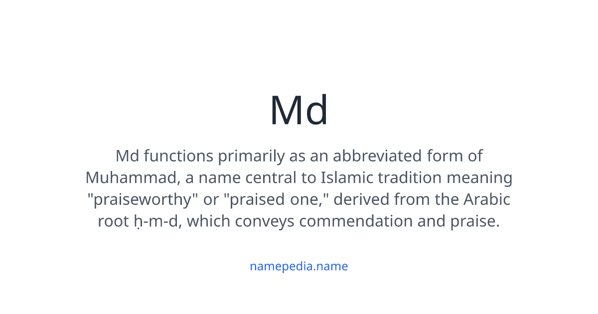 Md Meaning, Origin, Nicknames & Popularity | Namepedia