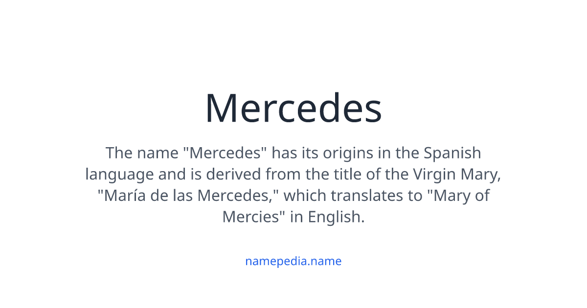 Mercedes - Meaning, Nicknames, Origins and More | Namepedia